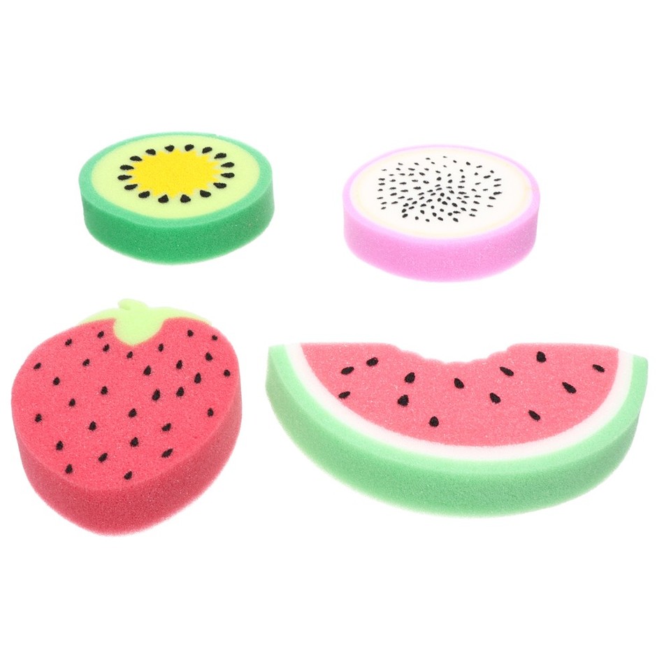 4 Pcs Fruit Shaped Sponges Shower Bath for Baby Kids Loofah Cute ...