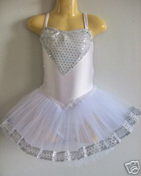 NEW Girls Ballet Sequins tutu Dance Costume - White L | eBay