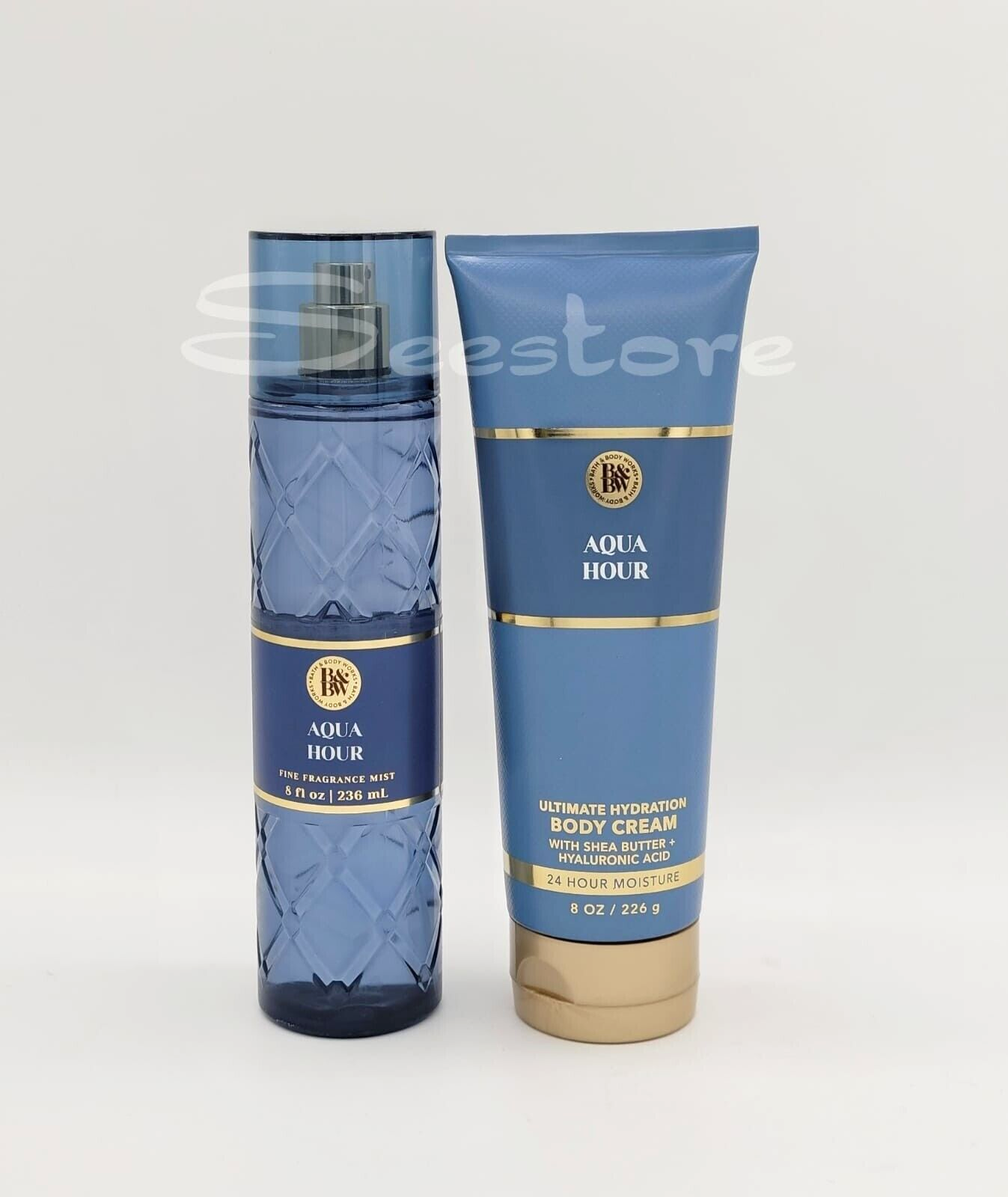 Bath & Body Works Aqua Hour Fine Fragrance Body Mist & Body Cream 8 oz ...
