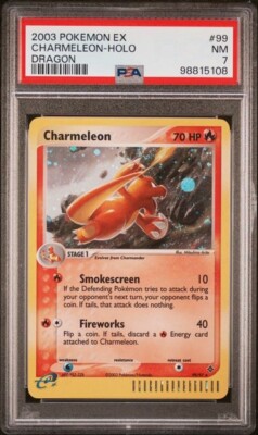 2003 Pokemon EX Dragon Charmeleon #99 Secret Rare Holo PSA 7 NEW CERT ...