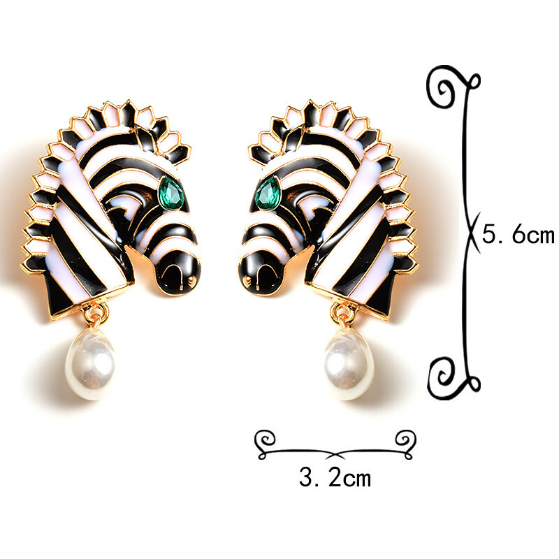 Yellow Gold Plated Women Jewelry Adorable Zebra Drop Earring White Pearl Jewelry | eBay