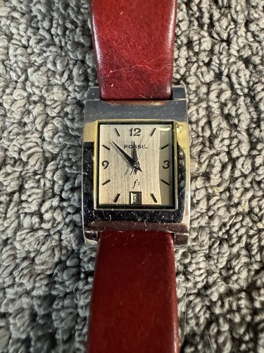 Fossil F2 Ladies Quartz Watch Silver Tone Rectangle Resd Strap Working ...