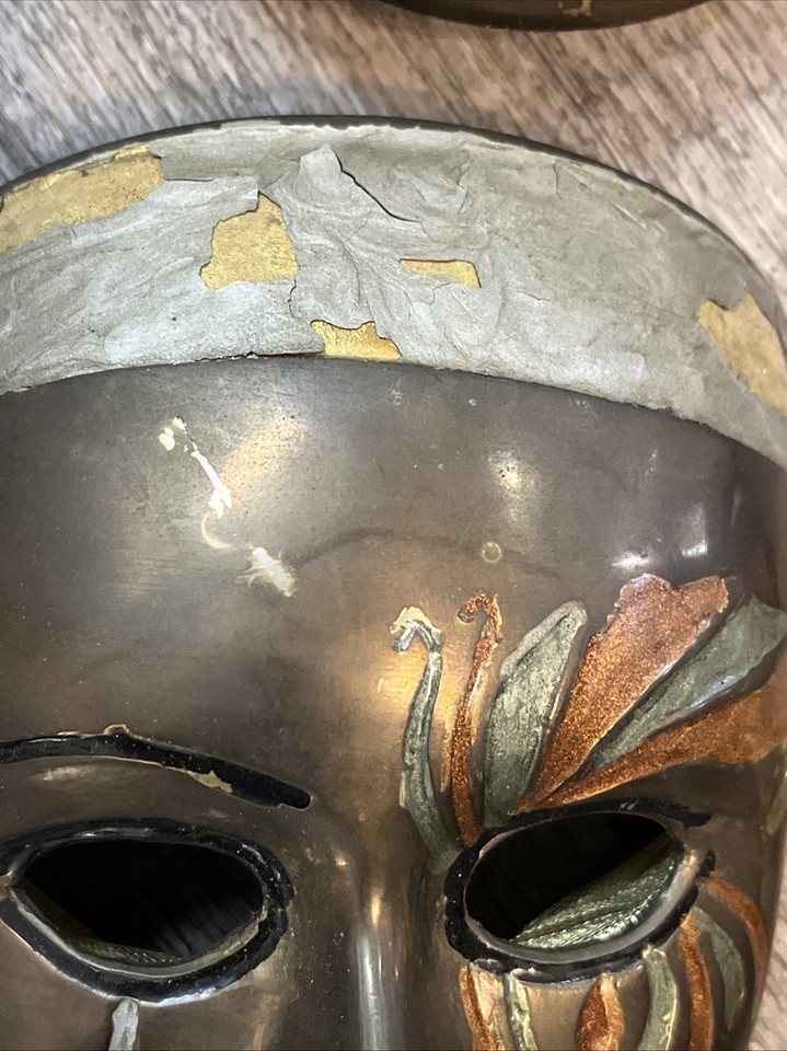 Solid Brass Art Face Mask Masquerade Mardi Gras Made In india Lot Of 4 ...