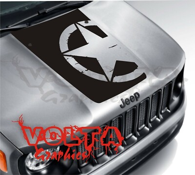 Vinyl Hood Decal Compatible with Jeep Renegade -Distressed Star 2015 ...