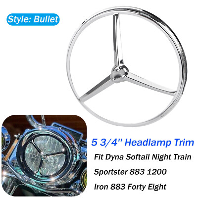 5-3/4" Bullet Style Headlights Headlamp Chrome Trim Covers W/ Bullets ...