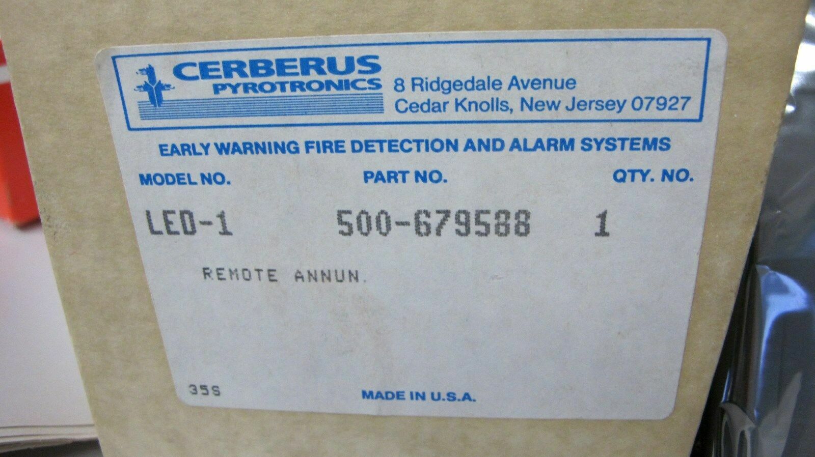 CERBERUS PYROTRONICS "SIEMENS" LED-1 ANNUNCIATOR 500-679588 FOR IXL OR ...