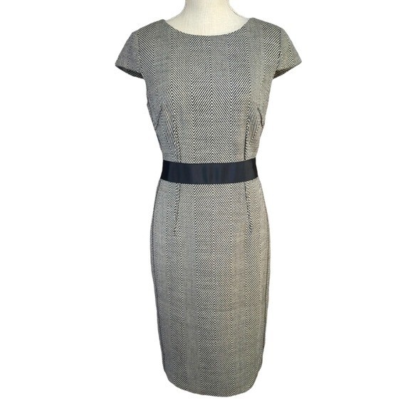 Per Se Shift Wool Dress Womens 8 Black & White Tweed … - Gem