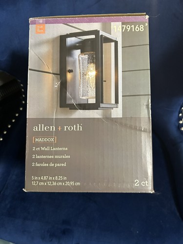 Allen + Roth 2-PACK MADDOX Light 8.25-in Black Outdoor Wall Light ...