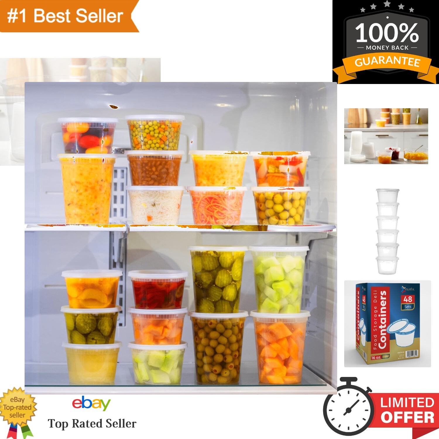 BPA-Free 16 Oz Deli Containers with Leakproof Lids - Stackable Plastic ...