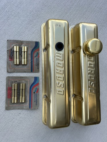 Vintage Moroso Gold Anodized Aluminum Valve Covers Small Block Chevy | eBay