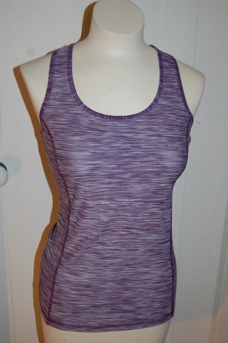 Womens Tank Top DARK PURPLE RACERBACK Mesh Panel FITTED Performance ...