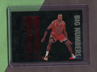 SCOTTIE PIPPEN CHICAGO BULLS 1994 HOOPS BIG NUMBERS BASKETBALL CARD #9 ...