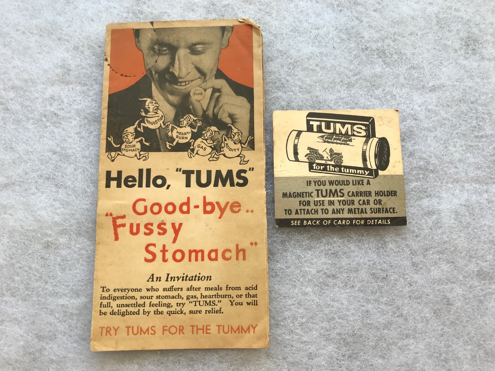 2 Tums Vintage Advertising Paper Pieces, Pamphlet, Card | eBay