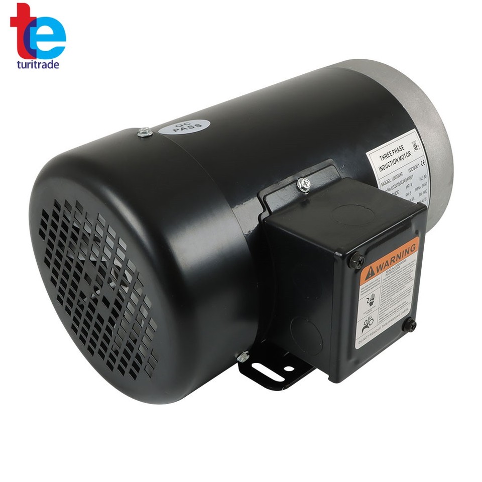 3 HP General Purpose Electric Motor 3 Phase 56C Frame 3450 RPM TEFC 230 ...