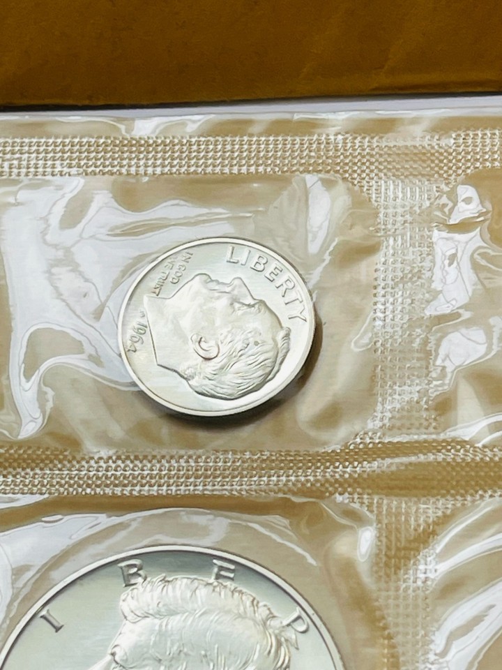 1964 U.S. Proof Set Five Coins 90% Silver Half Dollar Philadelphia ...