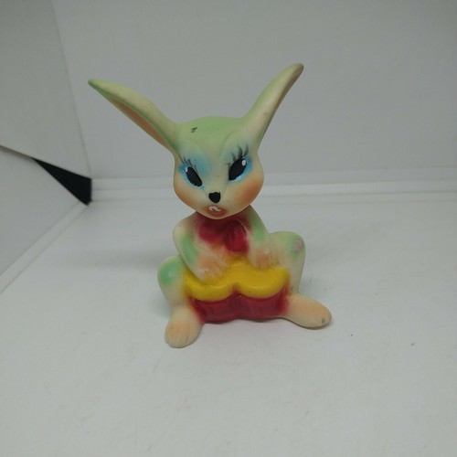 VTG 70's RARE TIMBAL RABBIT GREEN, MEXICAN TOY, RUBBER SQUEAKY SQUEEZE ...