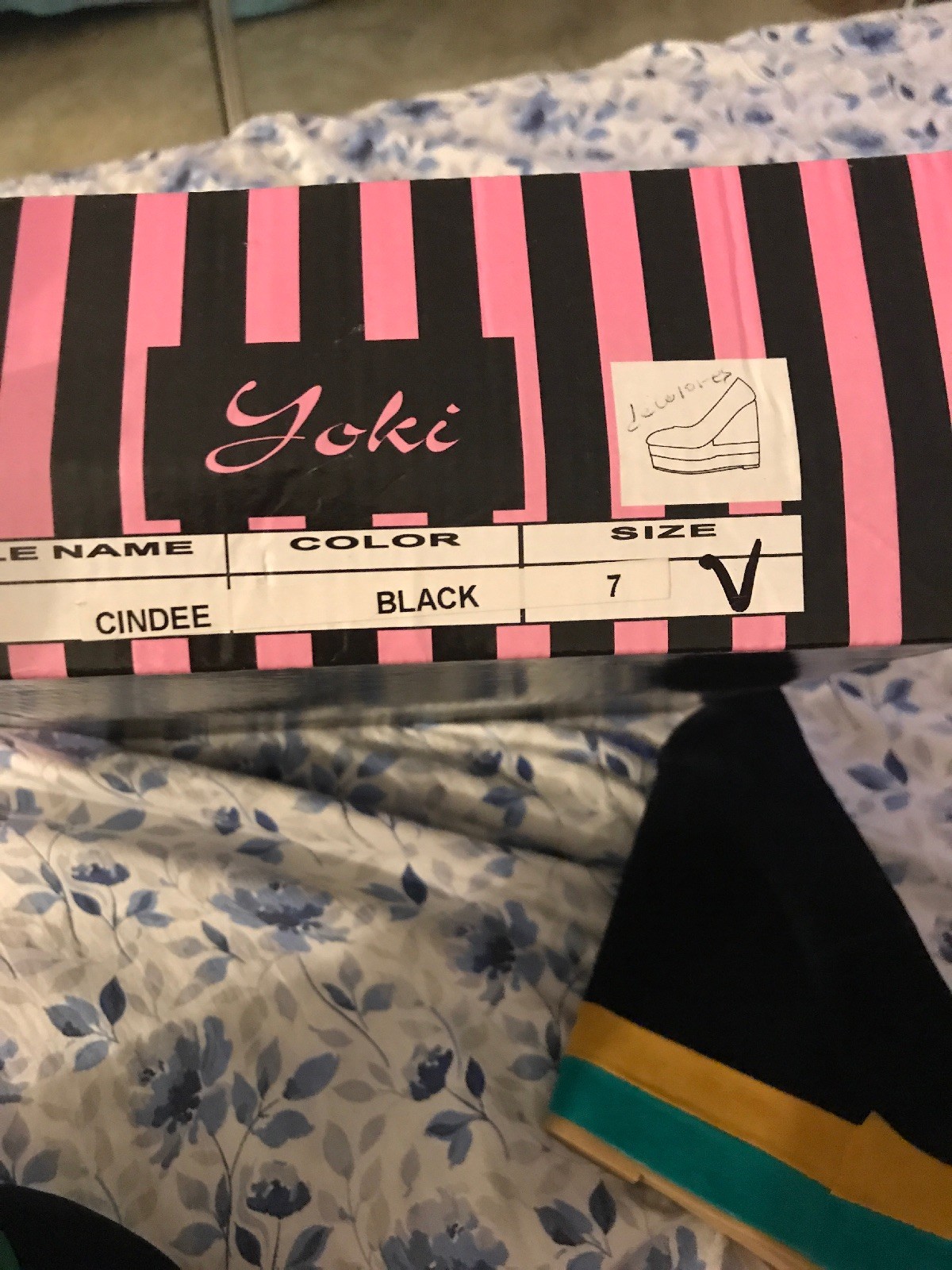 Women's Black Suede Wedges New Size 7 W/Agua Blue & Yellow Bottom Yoki ...