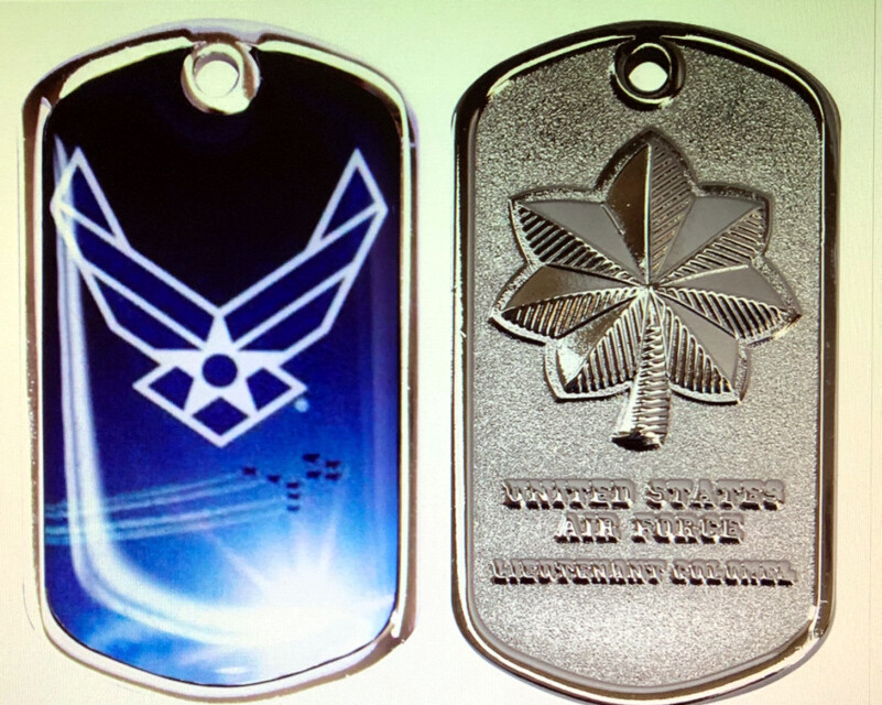LT COLONEL DOG TAG CHALLENGE COIN USAF US AIR FORCE PIN UP 06 RANK ...
