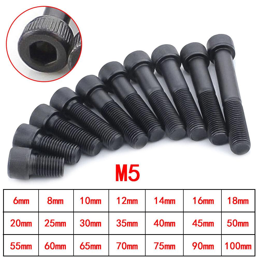 M5 12.9 Grade Metric Bolt Black Alloy Steel Allen Hex Socket Cap Head ...