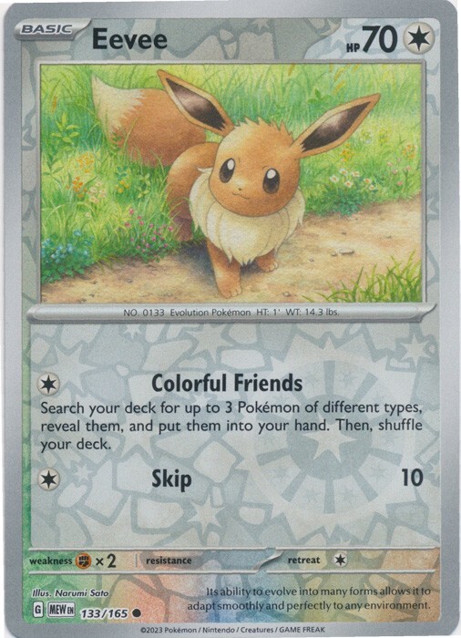 Reverse Holo Eevee 133/165 Common Scarlet and Violet 151 Pokemon TCG | eBay