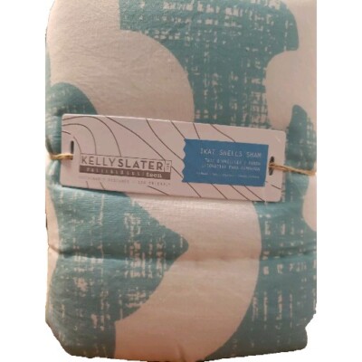 Kelly Slater Pottery Barn Sham White Blue Quilted Organic Cotton | eBay