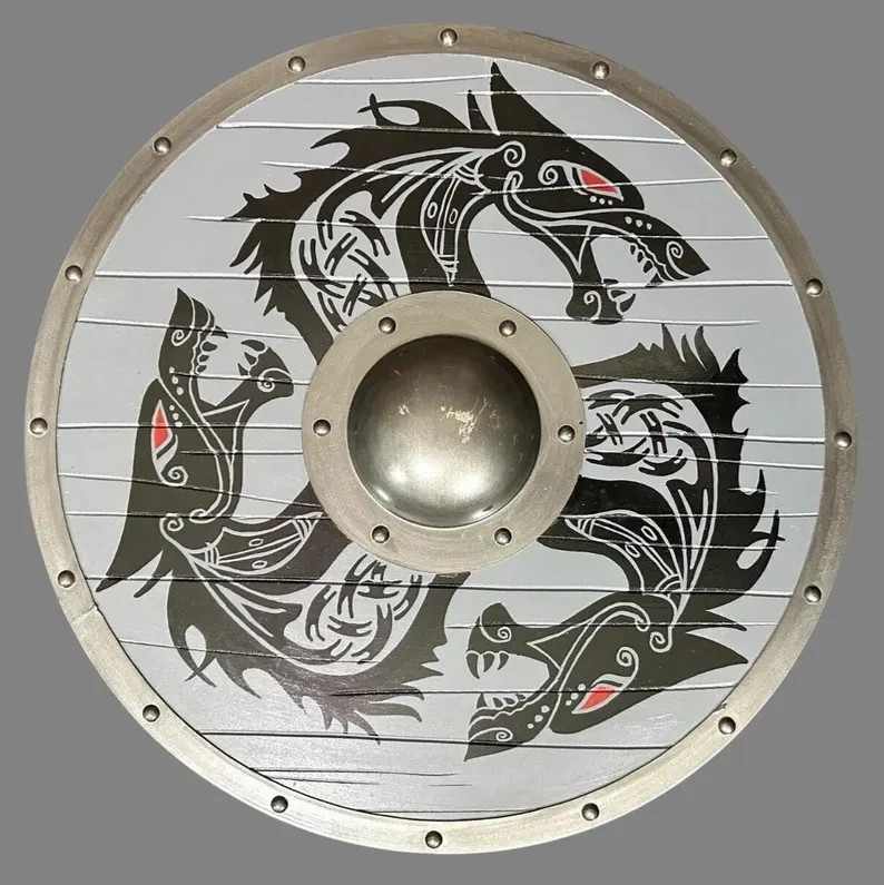 Medieval Wooden Viking Dragon Shield Authentic Battleward Vikings ...