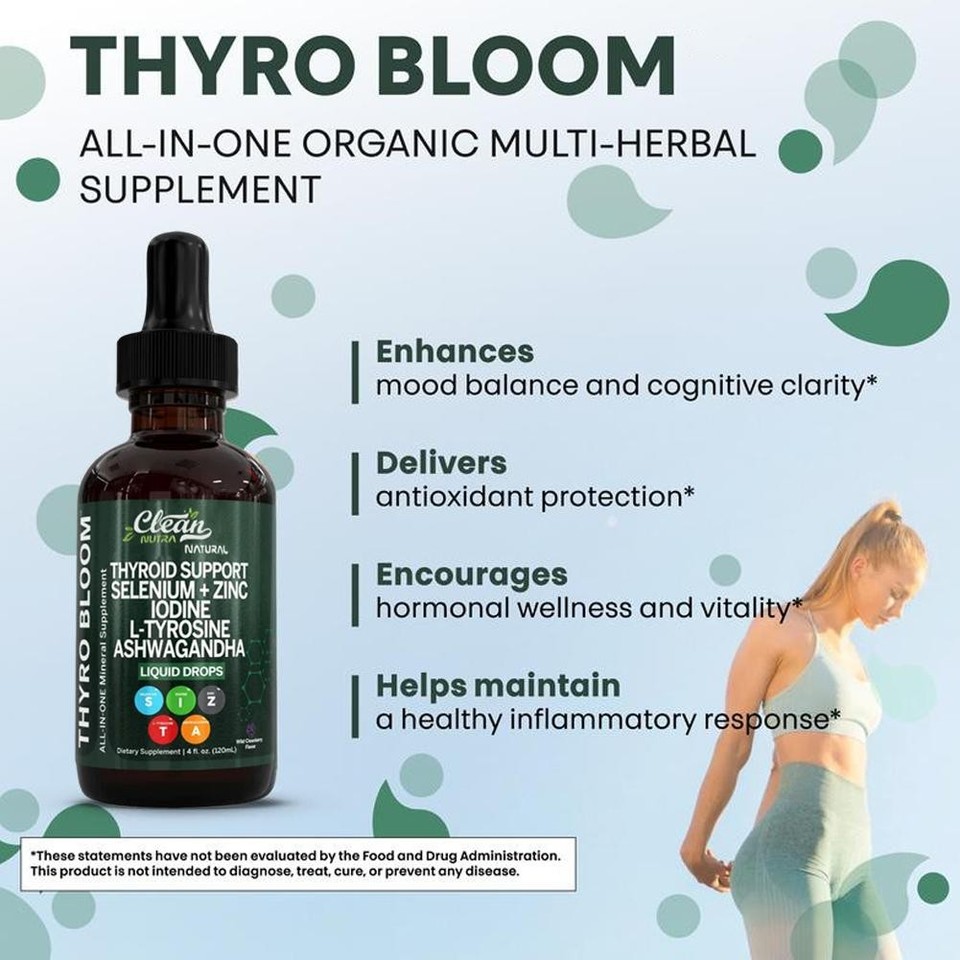 Clean Nutra Thyroid Support Drops Selenium Zinc Iodine L Tyrosine ...