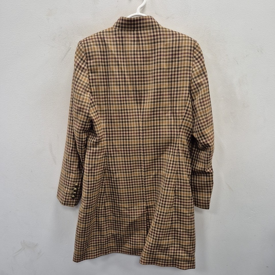 House Of Bruar Brown Wool Check Country Mid Lenght Military Jacket Coat ...