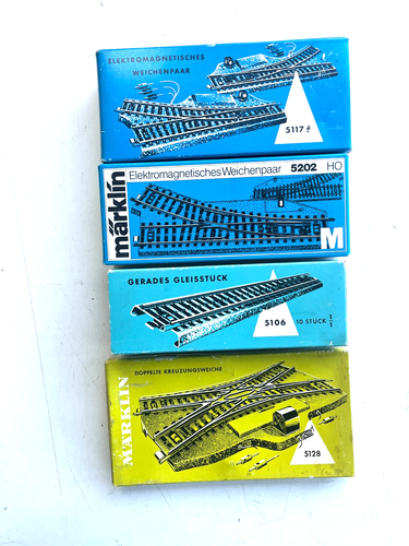 MARKLIN 5128, 5106, 5117, 5202, HO " M " TRACK, 9 STRAIGHT, 4 TURNOUTS ...