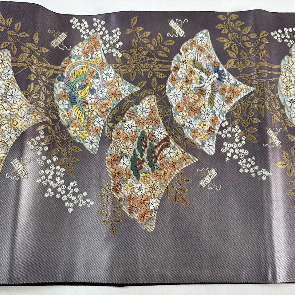 Obi Good ConditionFUKURO OBI Excellent Product Flower Bird Pine Gold ...