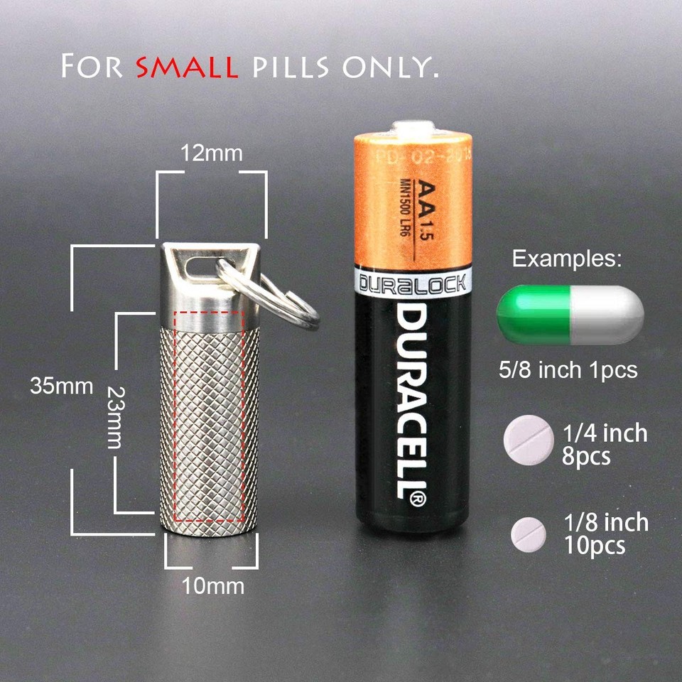Small Pill Box Titanium Pill Fob Necklace Nitro Mini Waterproof Pill ...