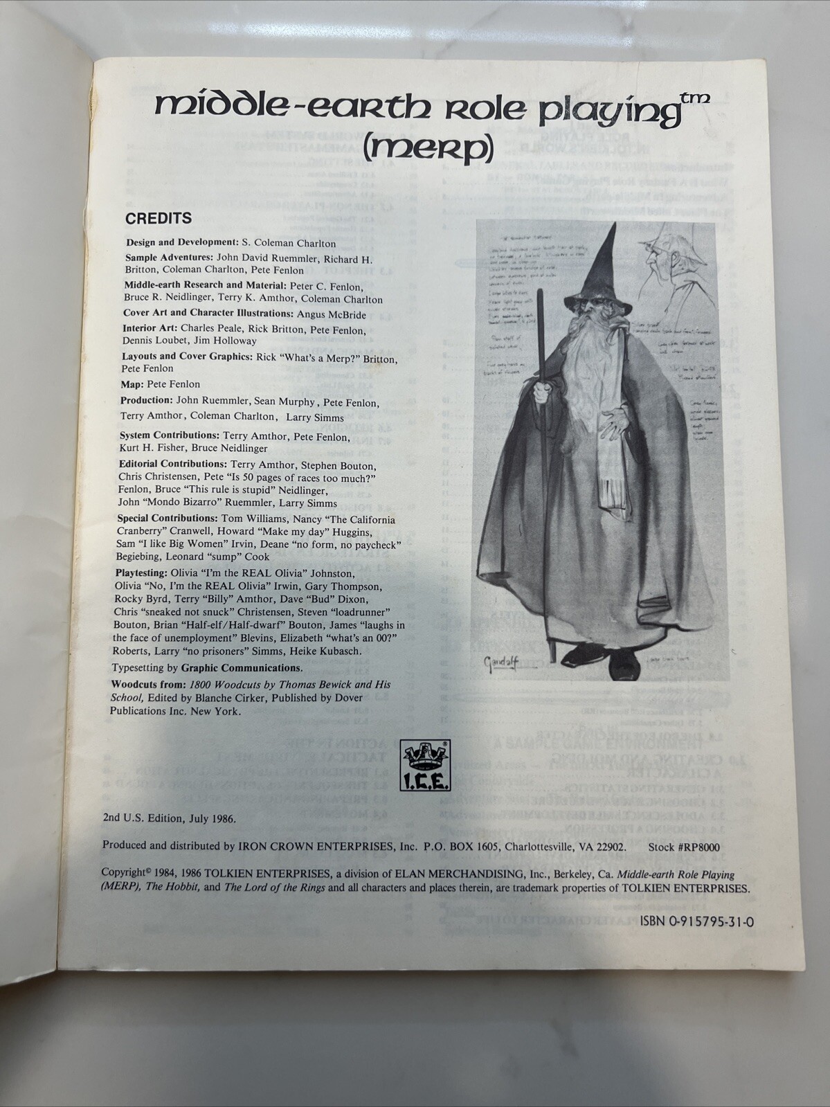 Middle-Earth Role Playing Core Rulebook 1986 ICE MERP Lord of the Rings ...