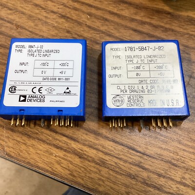 2 Analog Devices 3B47-J-02 Isolated Linearized TC Input Module - USED ...