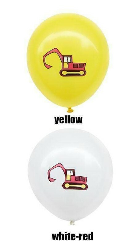 Balloons x 8 Builders Digger Construction Vehicles Theme Birthday Party ...