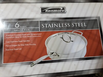 NONSTICK Kenmore 12 Inch - 6 Quart Skillet Sauté Pan Stainless Steel | eBay