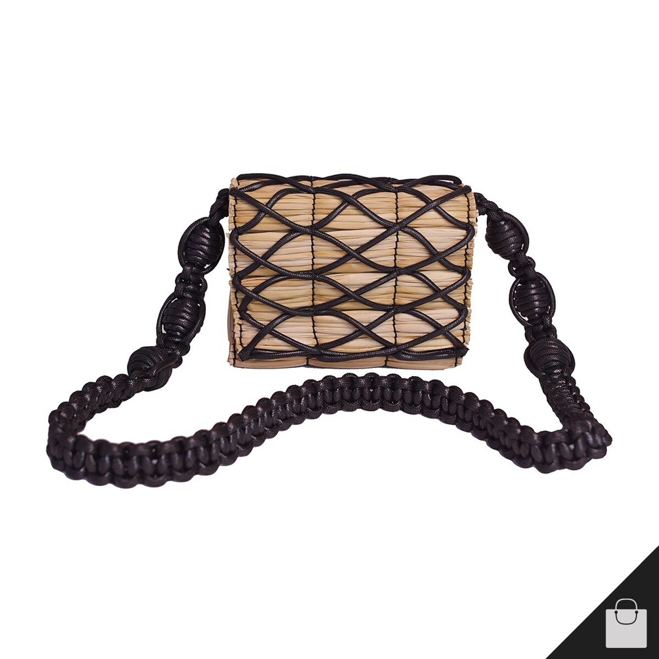 Artesa Honeycomb Bag With Black Macramé Strap Brazilian Handicraft ...