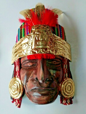 Inca Peruvian mask with qero carved in wood | eBay