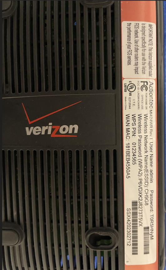 Verizon FIOS - Actiontec MI424WR Rev.I Gigabit WiFi N Router Modem | eBay