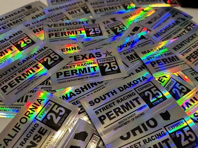 Street Racing Permit Car Truck Window Sticker Drag Racing Stickers ...