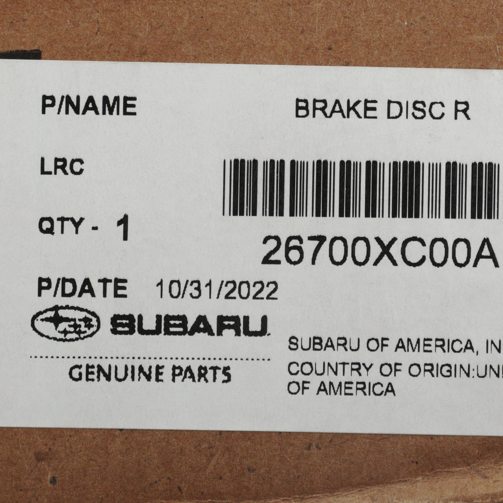 OEM NEW 2019-2024 Subaru Ascent Single (1) Rear Disc Brake Rotor ...