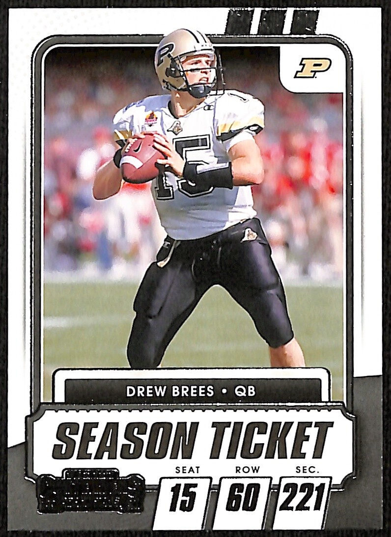 2021 Contenders Draft Picks Drew Brees #21 Season Ticket Purdue ...