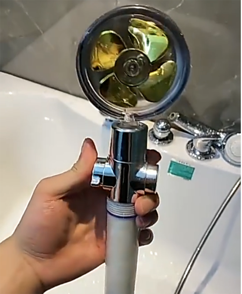 High Pressure Shower Head Adjustable 360°Rotation Turbine Water Saving ...