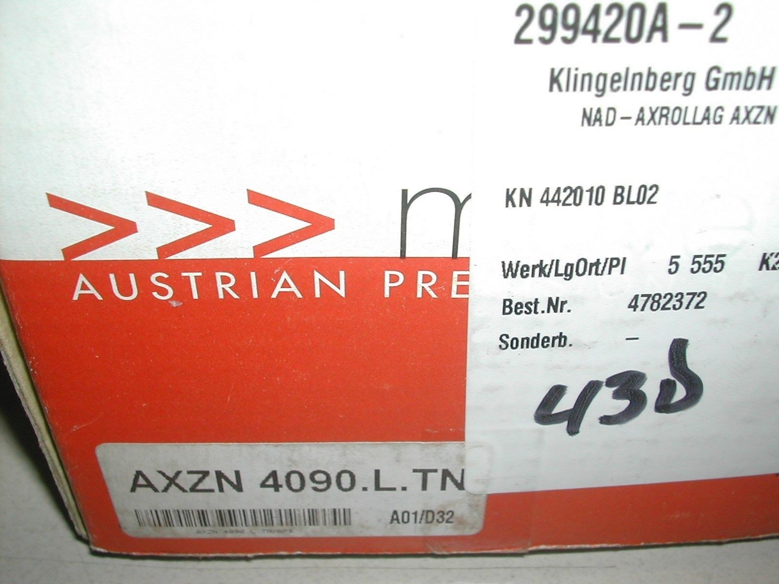APB/Austria Precision Bearing AXZN 4090.L.TN 299420A klingelnberg M10-3 ...