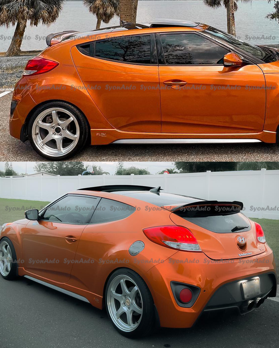FITS 2012-2018 HYUNDAI VELOSTER TURBO GLOSSY BLACK V STYLE ROOF SPOILER ...