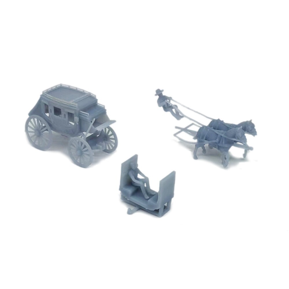Outland Models Train Layout Old West Horse Carriage 2-Horse Stagecoach ...