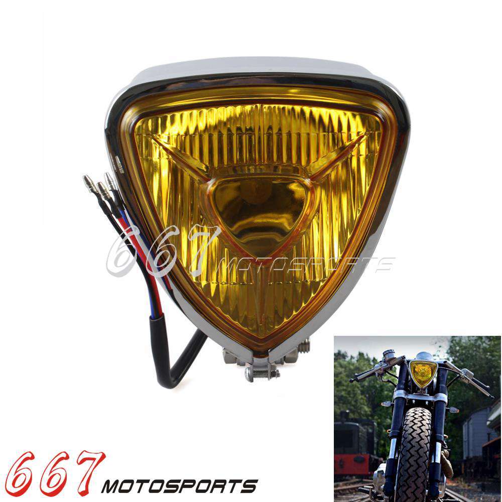 Retro Vintage Motorcycle Triangle Headlight For Harley Bobber Chopper ...