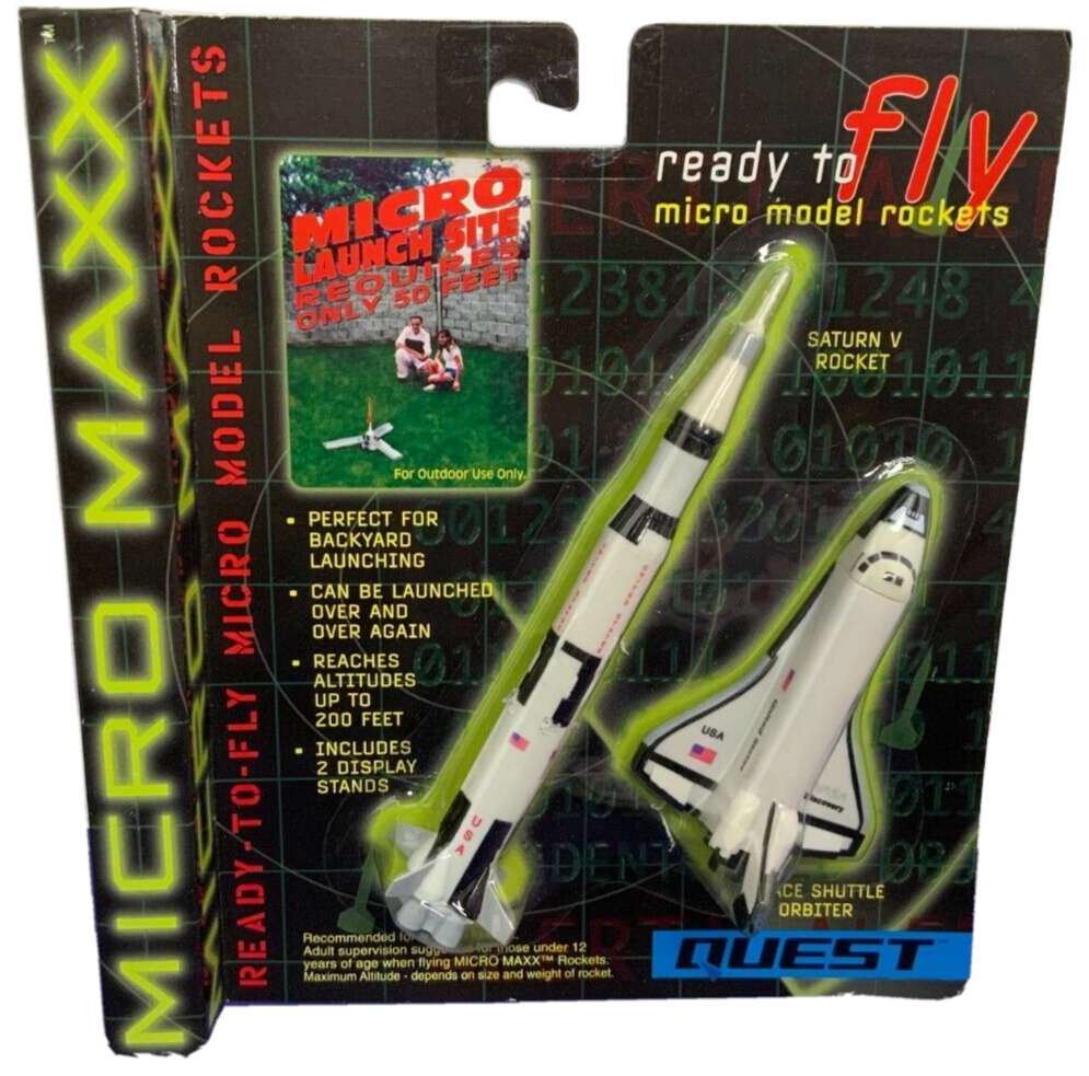 QUEST MICRO MAXX SET 2 READY TO FLY MODEL SATURN V ROCKET SPACE SHUTTLE ...