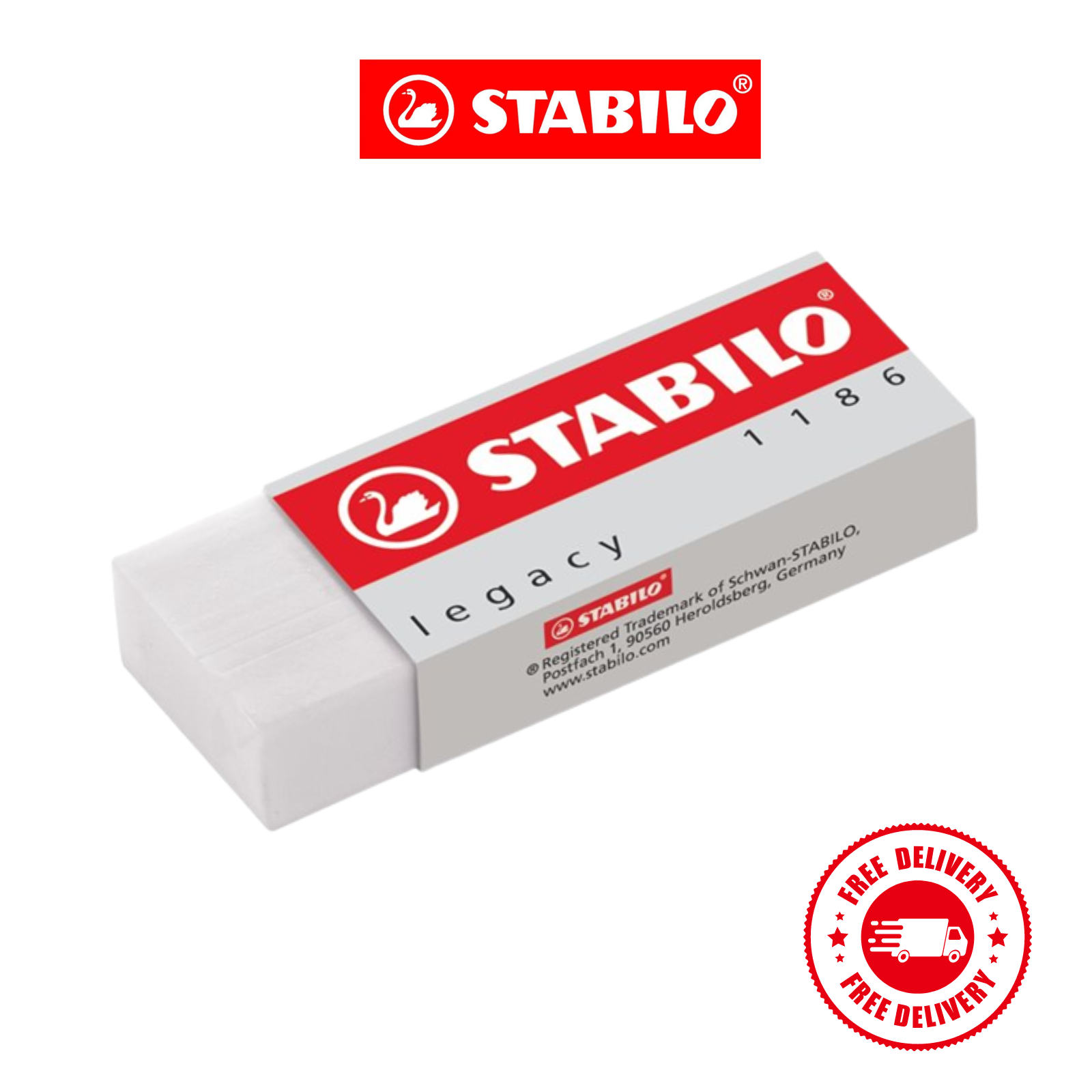 Stabilo Legacy 1186 Professional Eraser [Pack of 50] Plastic Rubber 1. ...
