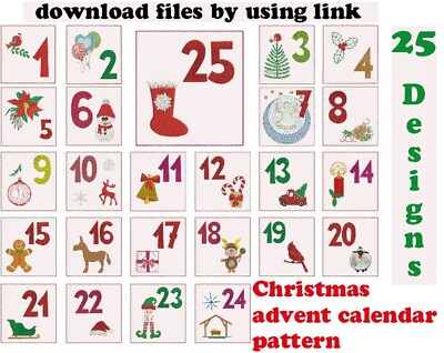 Christmas Advent Calendar Pattern Embroidery Design, Machine Embroidery ...