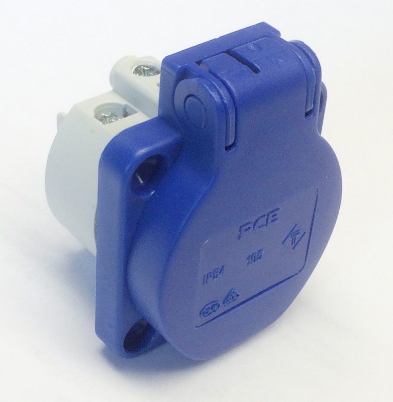 Einbausteckdose, Schukosteckdose, Schuko-Steckdose IP54 blau PCE 105-0b ...
